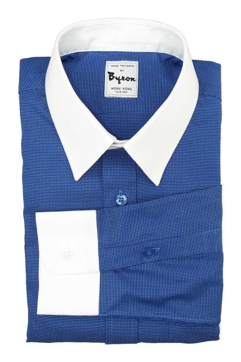 Midnight Blue shirt with white collar and cuff – Byron Ltd