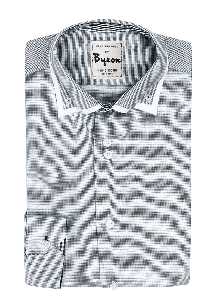 Grey Micro Check with White Piped Collar Shirt – Byron Ltd